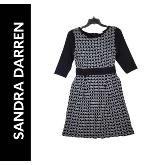 Sandra Darren | Dresses | Sandra Darren Women Black White Trapeze Dress ...